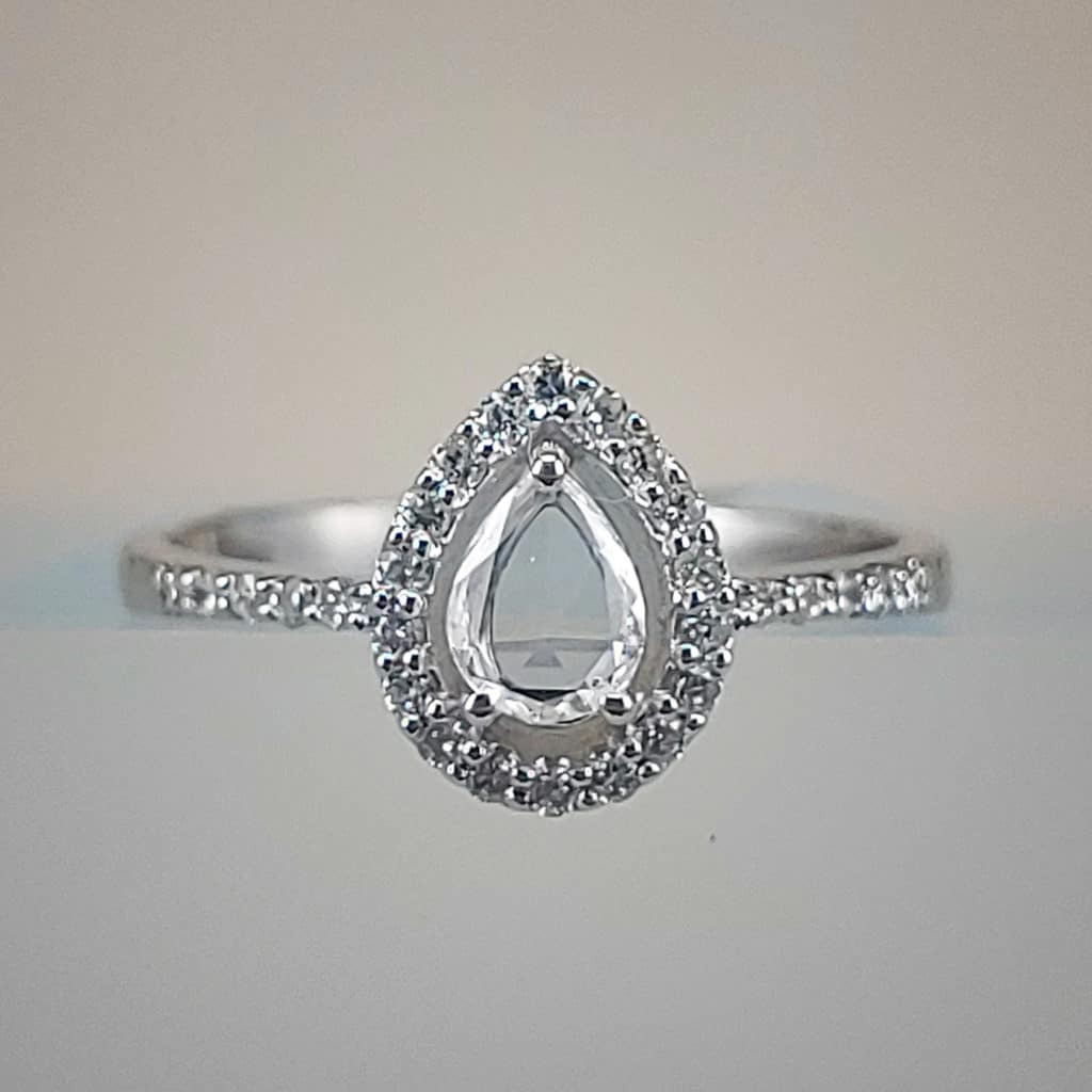 1/2 Carat Rose-Cut Pear-Shaped Diamond Engagement Ring 14k Gold