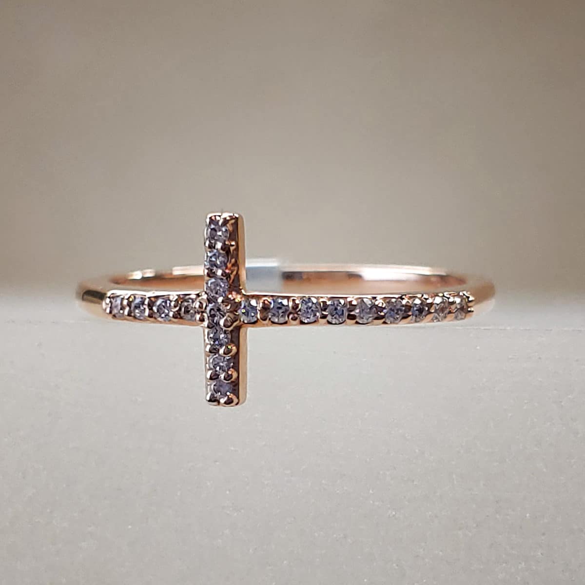 14K Rose Gold Diamond Cross Ring » Middleton Jewelers