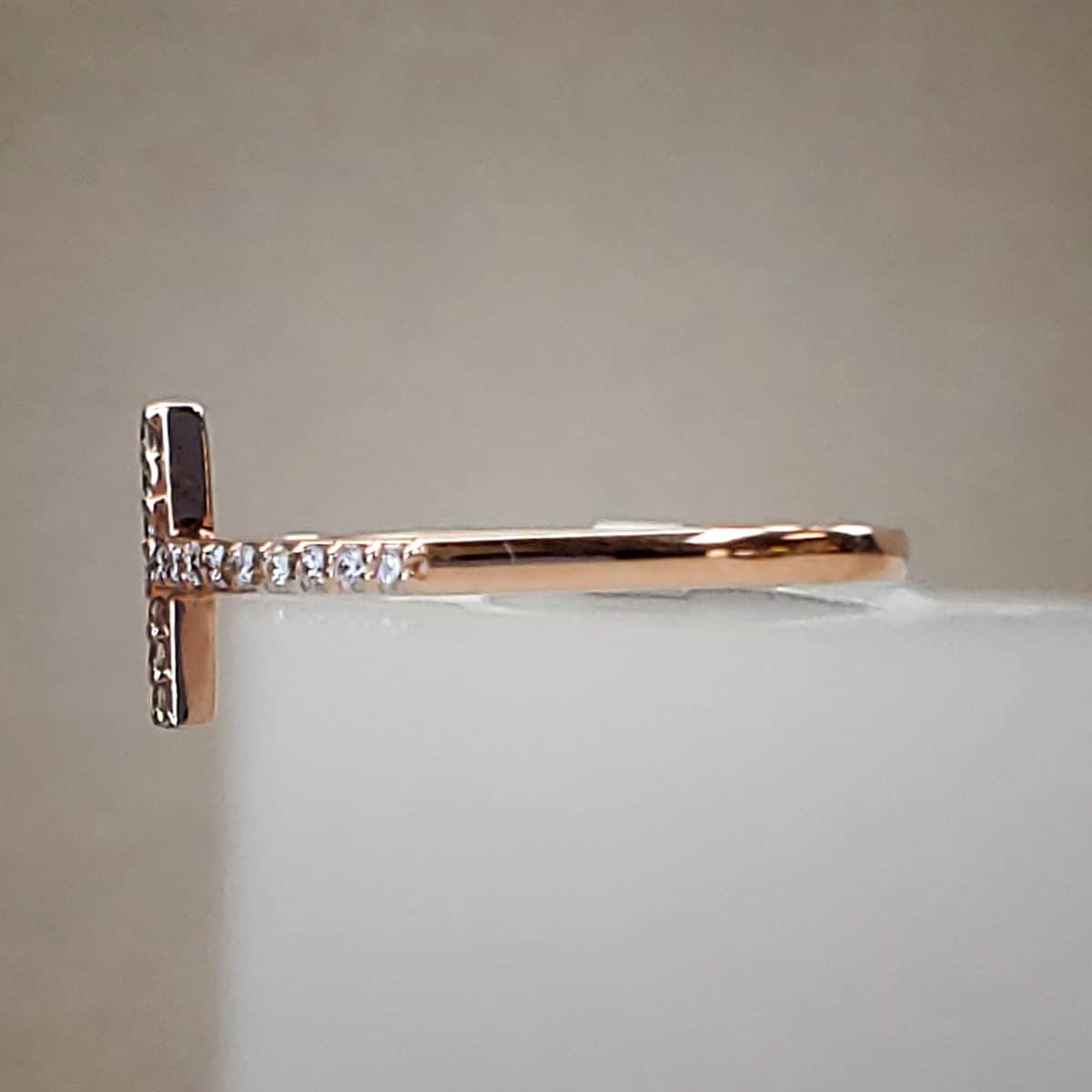14K Rose Gold Diamond Cross Ring » Middleton Jewelers
