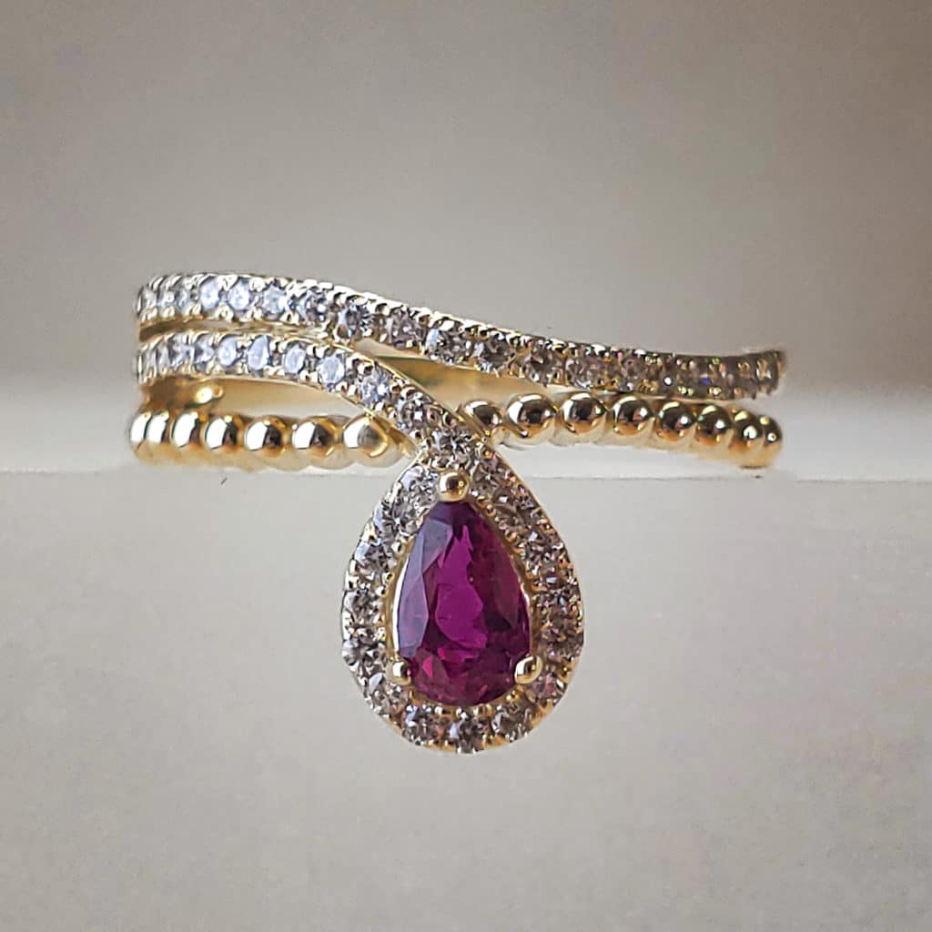 Pear Shaped Ruby in 14k Yellow Gold » Middleton Jewelers